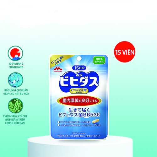 Morinaga Men Vi Sinh BB536 Bifidus - Bổ Sung Lợi Khuẩn Cho Đường Ruột (Hộp 15 viên)